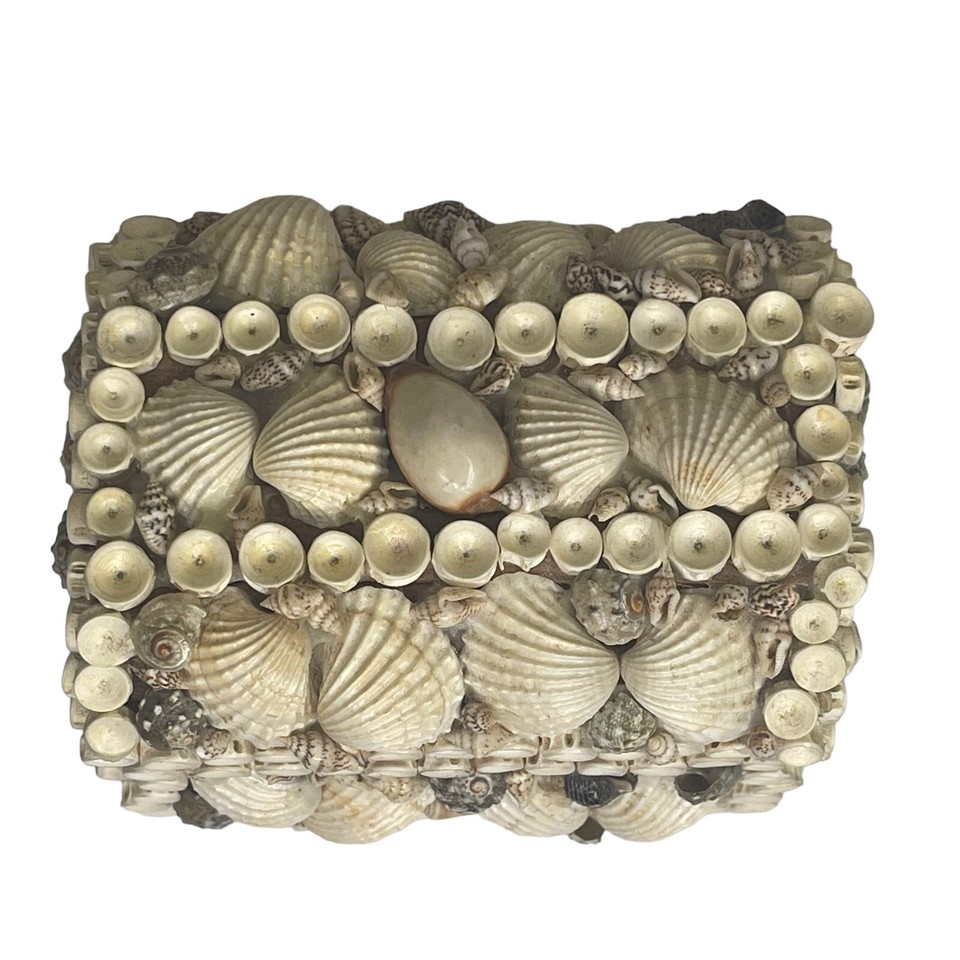 Vintage Seashell Shell Trinket Jewelry Box Treasure Chest Sailors Boho ...