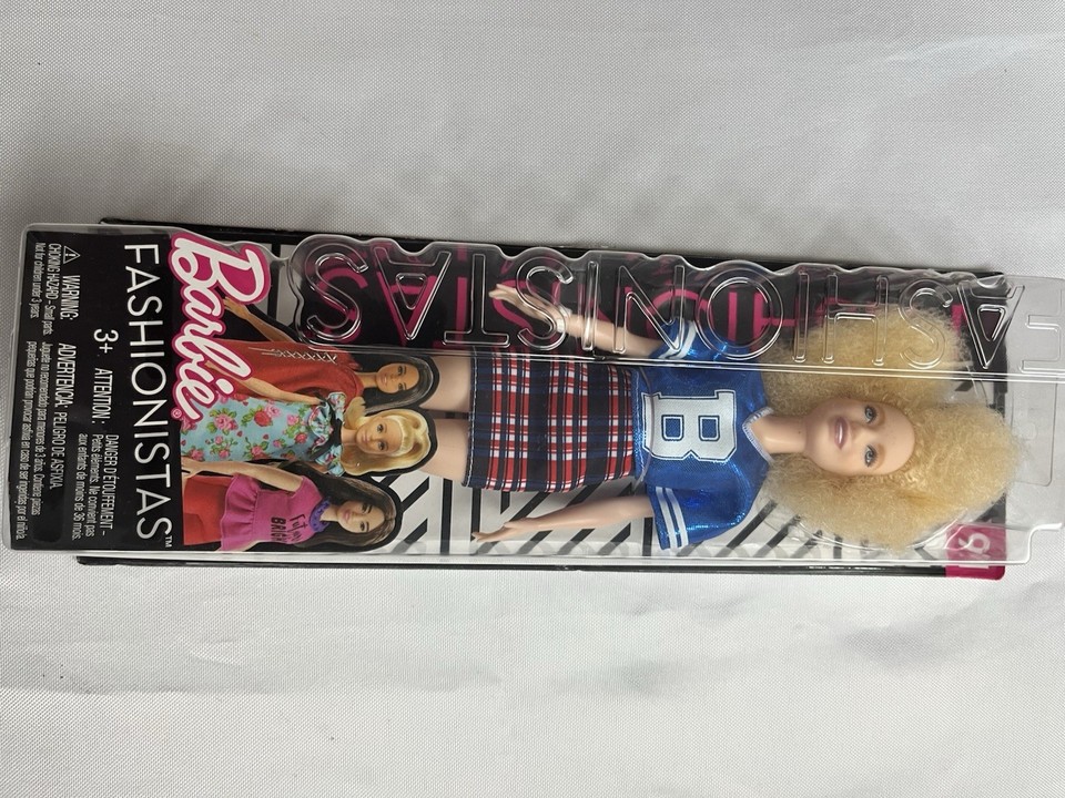 Barbie Fashionista #91 Varsity Platitude Petite Doll Blonde Albino ...