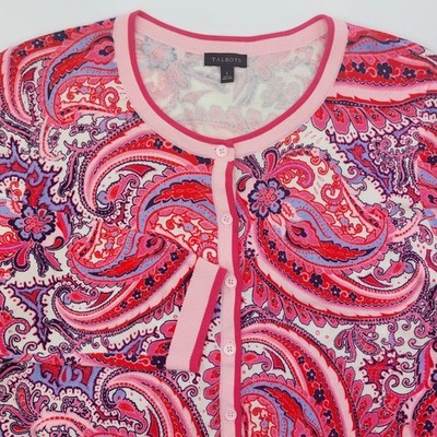 Talbots Charming Cardigan Paisley Sweater Women's Large Long Sleeve ...