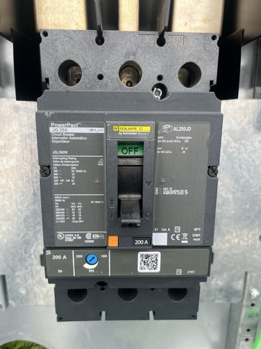 Square D JGL36200 Power Pact Circuit Breaker, 3-Pole, 200A, 600V | eBay