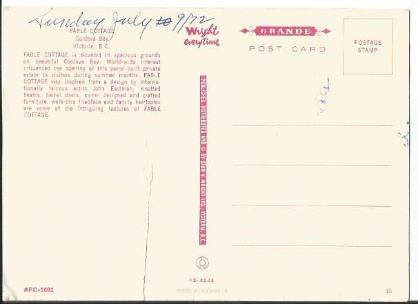 Fable Cottage Cordova Bay Victoria British Columbia John Eastman 1972 ...