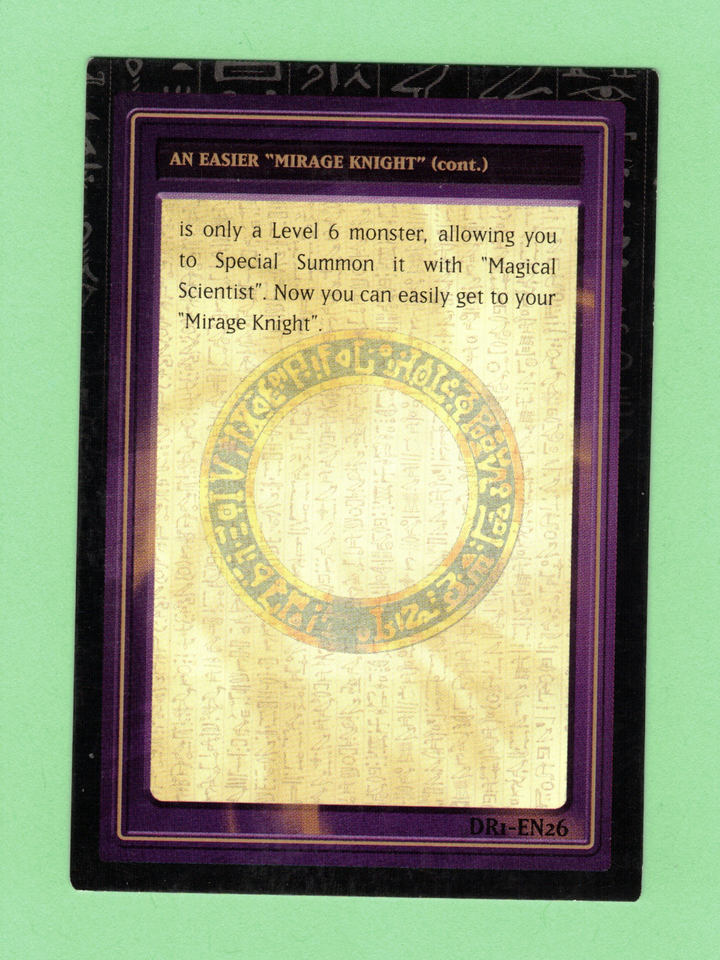 YUGIOH TIP CARD #26 OF 50 "AN EASIER 'MIRAGE KNIGHT' " DR1-EN26 (225 ...