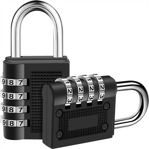 4 Dial Combination Padlock Locker Luggage Travel Suitcase Shackle Lock Stainless 7427272863844 ...