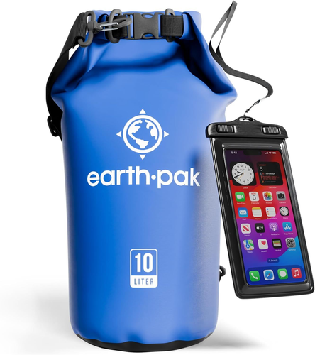 Earth Pak Waterproof Dry Bag - Roll Top Backpack Sack 10L, Blue ...