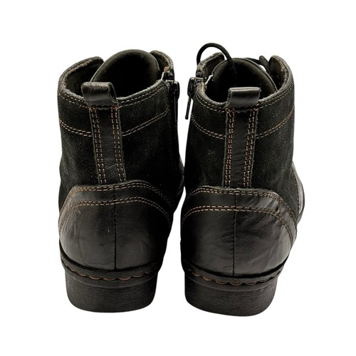 Clark’s Soft Collection Black Leather & Suede Laces Side Zip Ankle ...
