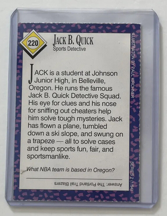 JACK B. QUICK 1994 Sports Illustrated Si Kids Sifk cartoon 5th ...