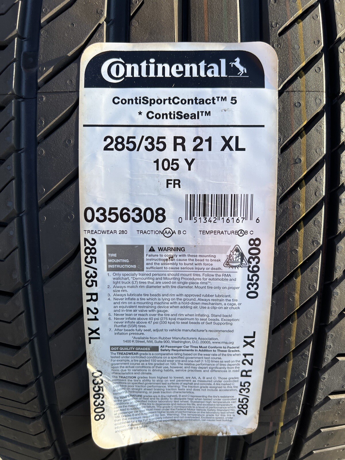 Set of TWO NEW 285/35R21 105Y Continental ContiSportContact 5 Star ...