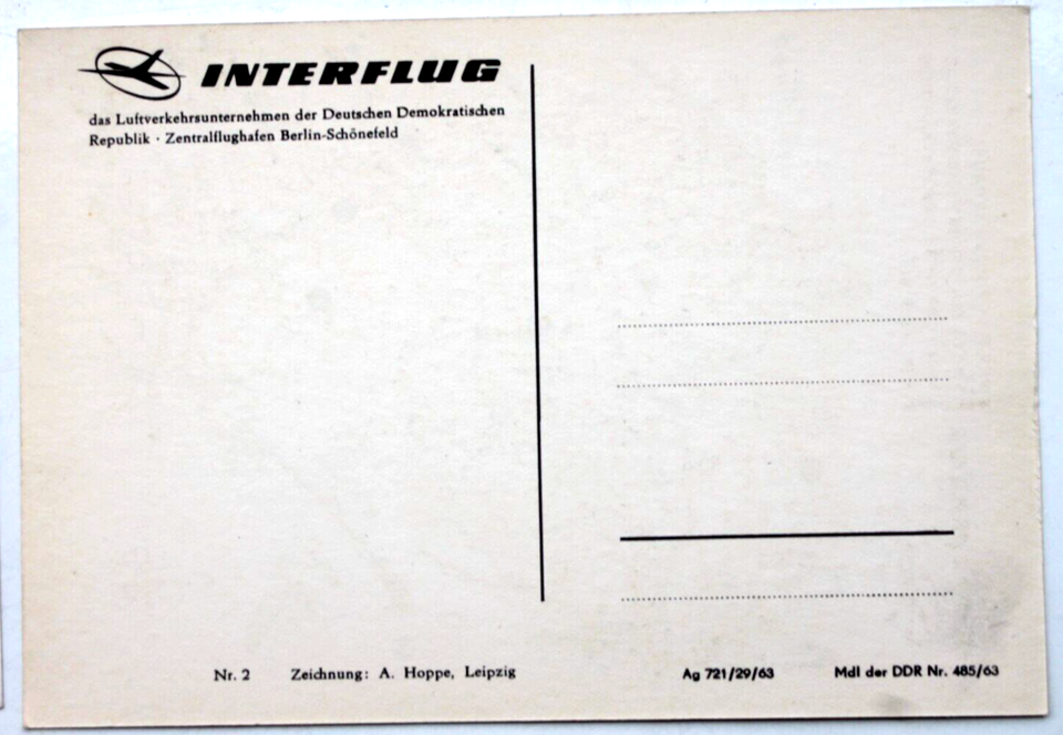34312B INTERFLUG Route Map AK Berlin-Warsaw-Prague-Budapest 1963 ...