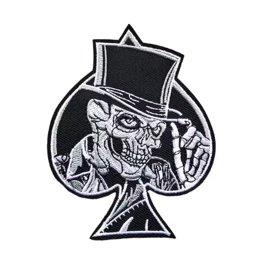 Spade Skull Skeleton Biker Patch, Iron On/Sew On | eBay
