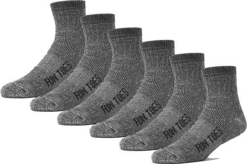 Men's 80% Wool Ankle Socks 6 Pack Strong Arch Support Winter Cushioned ...