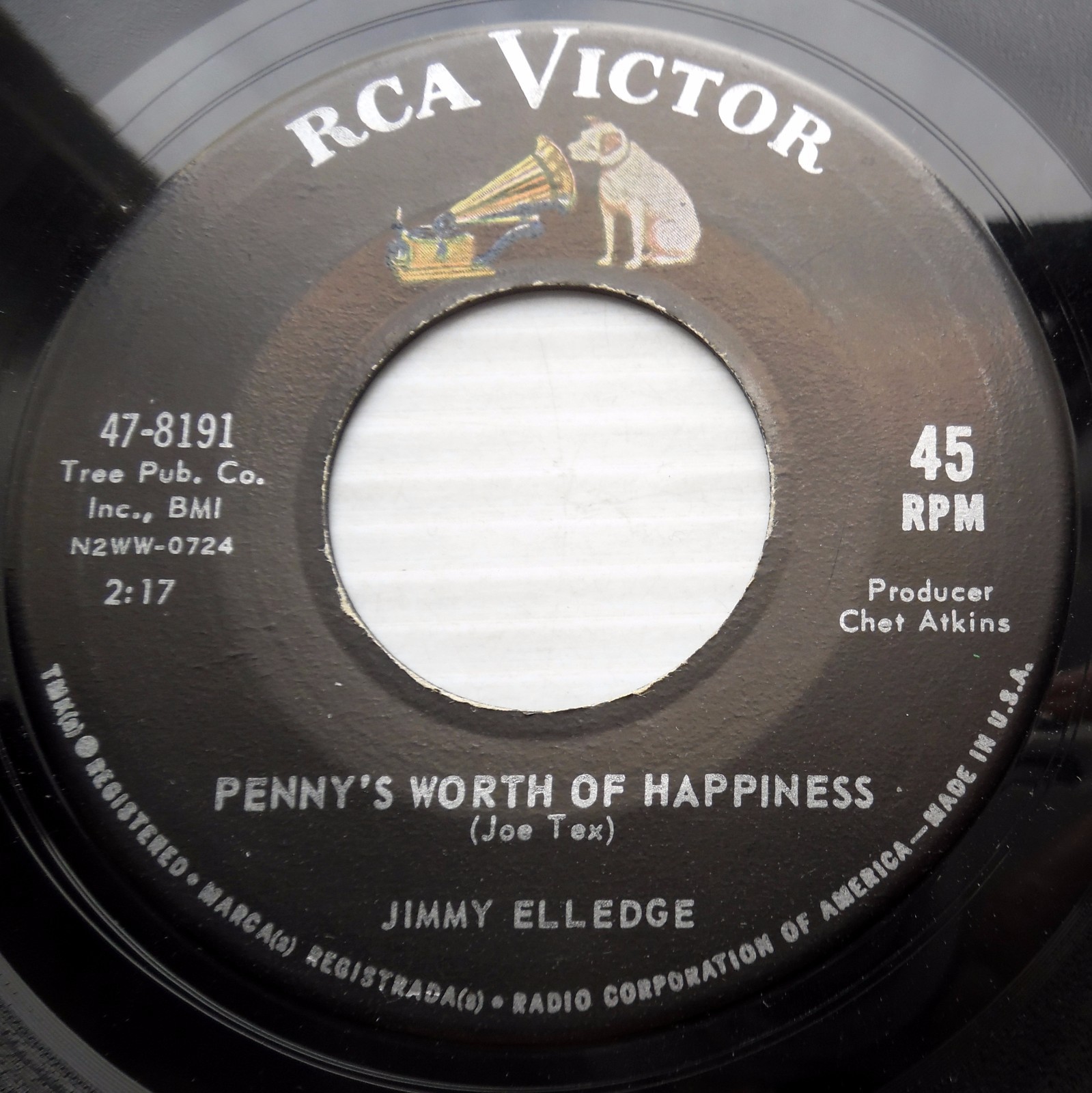 JIMMY ELLEDGE pop 45 PLEASE LOVE ME FOREVER PENNY'S WORTH OF HAPPINESS ...