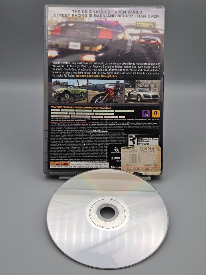 Midnight Club Los Angeles [Complete Edition] Xbox 360 Tested Rockstar ...