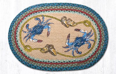 Blue Crab Rug 20" x 30", Earth Rugs, Maryland, Nautical, Beach, Braided ...