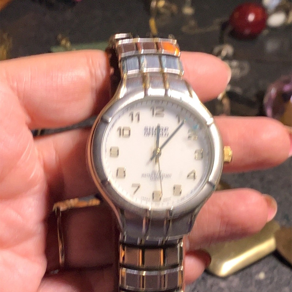 Men's Sharp Optiglo Watch, White Face Gold Hands Glow Lighted Design | eBay