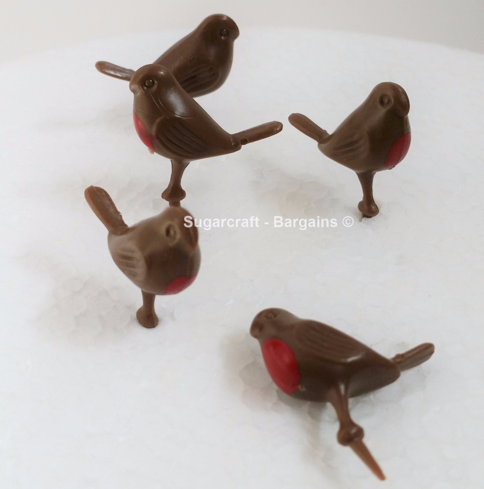 5 x small plastic robins festive christmas cake topper craft culpitt ...