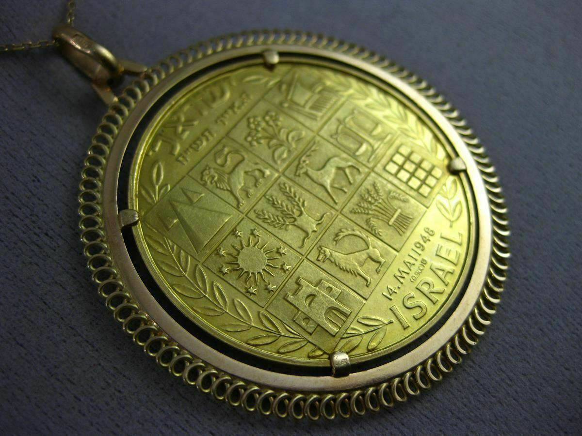 ESTATE MASSIVE 22KT & 18KT YELLOW GOLD GENERAL MOSHE DAYAN ISRAELI COIN ...