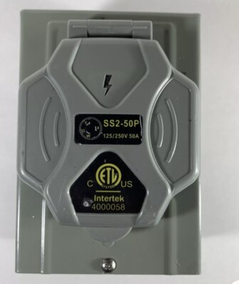 Intertek 50 Amp Generator Power Inlet Box 125/250vac Weatherproof SS2 ...