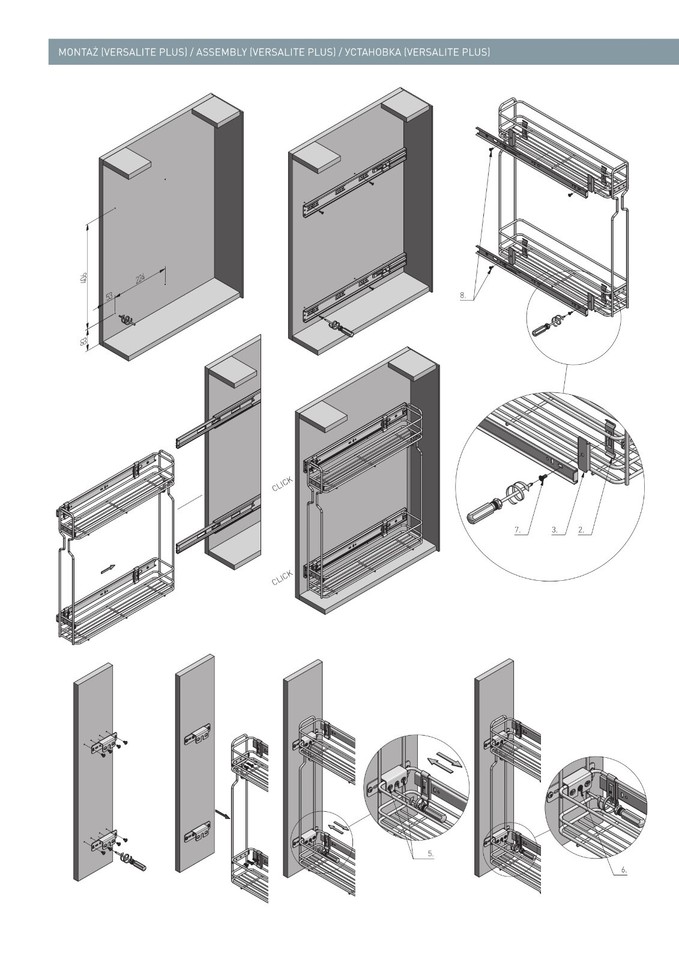Pull out soft close wire kitchen baskets 2 or 3 tier storage Silver ...