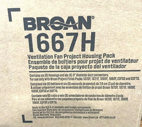Broan 1667H Bathroom Fan Housing (Box of 6) 26715023264| eBay