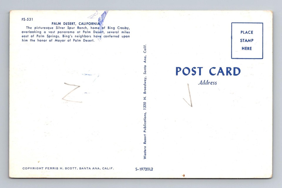 Palm Desert CA-California Silver Spur Ranch Bing Crosby Vintage ...