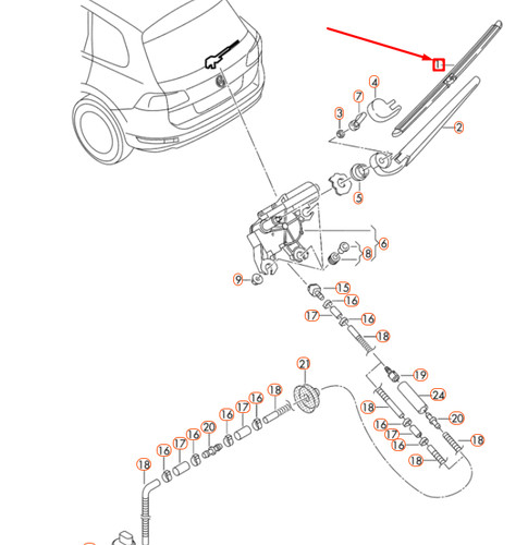 NEW VOLKSWAGEN TOUAREG 7P REAR WINDOW AERO WIPER BLADE 7P6955427 OEM | eBay