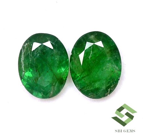 9x7 mm Certified Natural Emerald Oval Cut Pair 2.88 CTS Untreated Loose ...