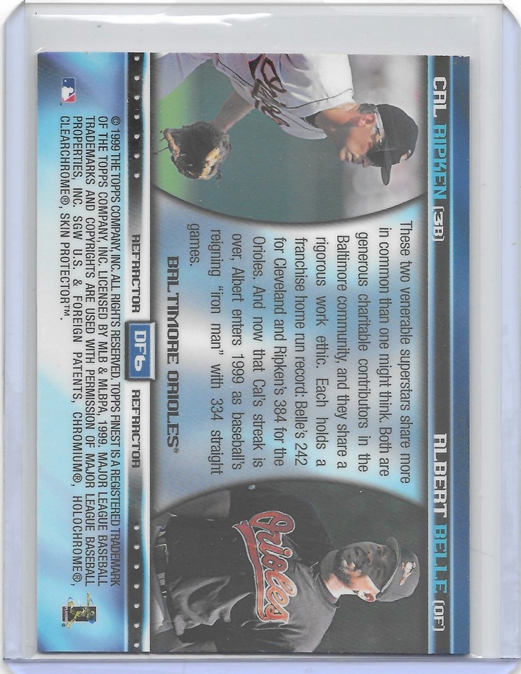 1999 Topps Finest “Double Feature” Dual Refractor CAL RIPKEN JR/ALBERT ...