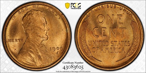 1909 S Lincoln Wheat Cent Penny PCGS MS-65 RD S/Horizontal S | eBay