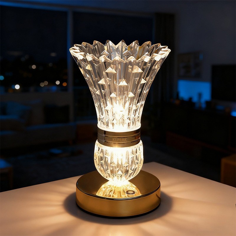 KEPEAK LED Crystal Table Lamp Vase Night Light Touch Dimmable ...