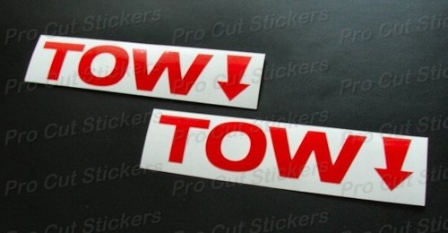 100mm (10cm) x2 TOW Car Stickers Decals Race Rally Trackday Racing ...