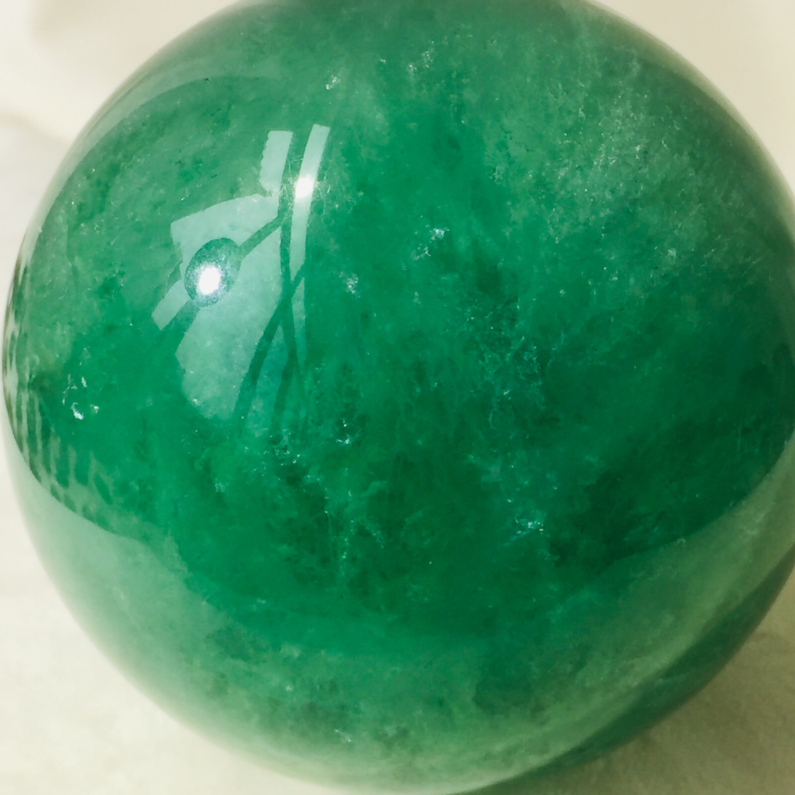 757g Large Clear Dark Green Fluorite Quartz Crystal Sphere Genius Stone ...