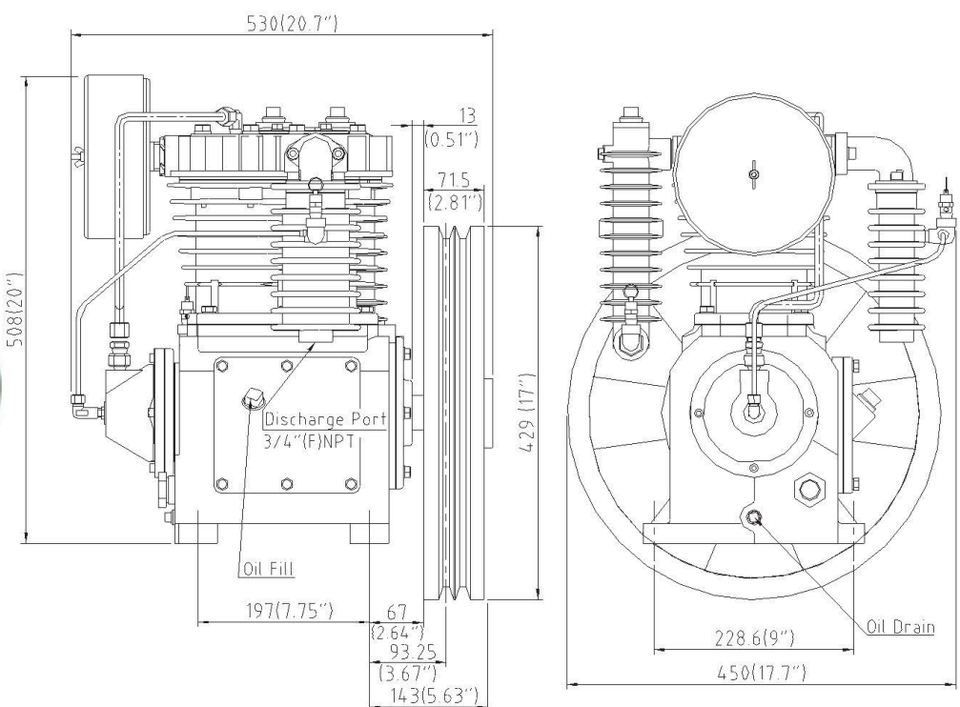 SANBORN INDUSTRIAL AIR 2 STAGE 5HP AIR COMPRESSOR PUMP 17 CFM SC23 ...