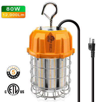 80W LED Temporary Work Light Construction Jobsite Hanging Workshop Lamp ...