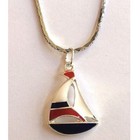 Silver Sailboat Necklace Nautical Island Boat Sailing Red White Blue ...
