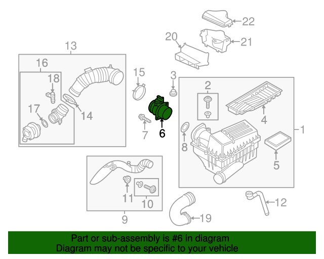 NEW OEM Volkswagen MAF Mass Air Flow Sensor 03L906461A VW Audi 2.0L ...