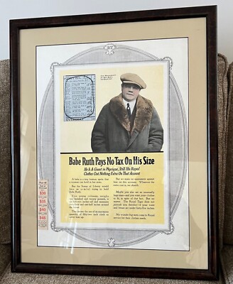 1922 Babe Ruth Royal Tiger Advertising Coats & Suits Original Ad ...