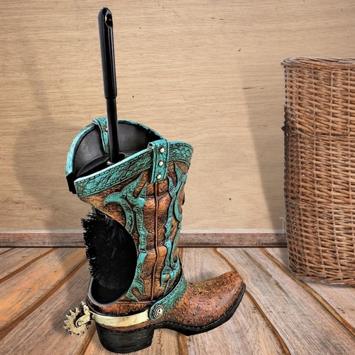 Decorative Western Cowboy Boot Spur Decor Toilet Bowl Cleaner Brush ...