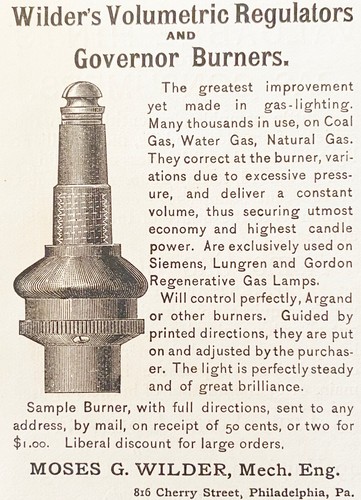 Wilder Volumetric Regulators&Governor Burners for Antique Gas Lamp 1888 ...