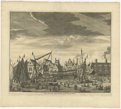 De Groote Zee en Rivier-Vis-Markt - Commelin (1726) | eBay
