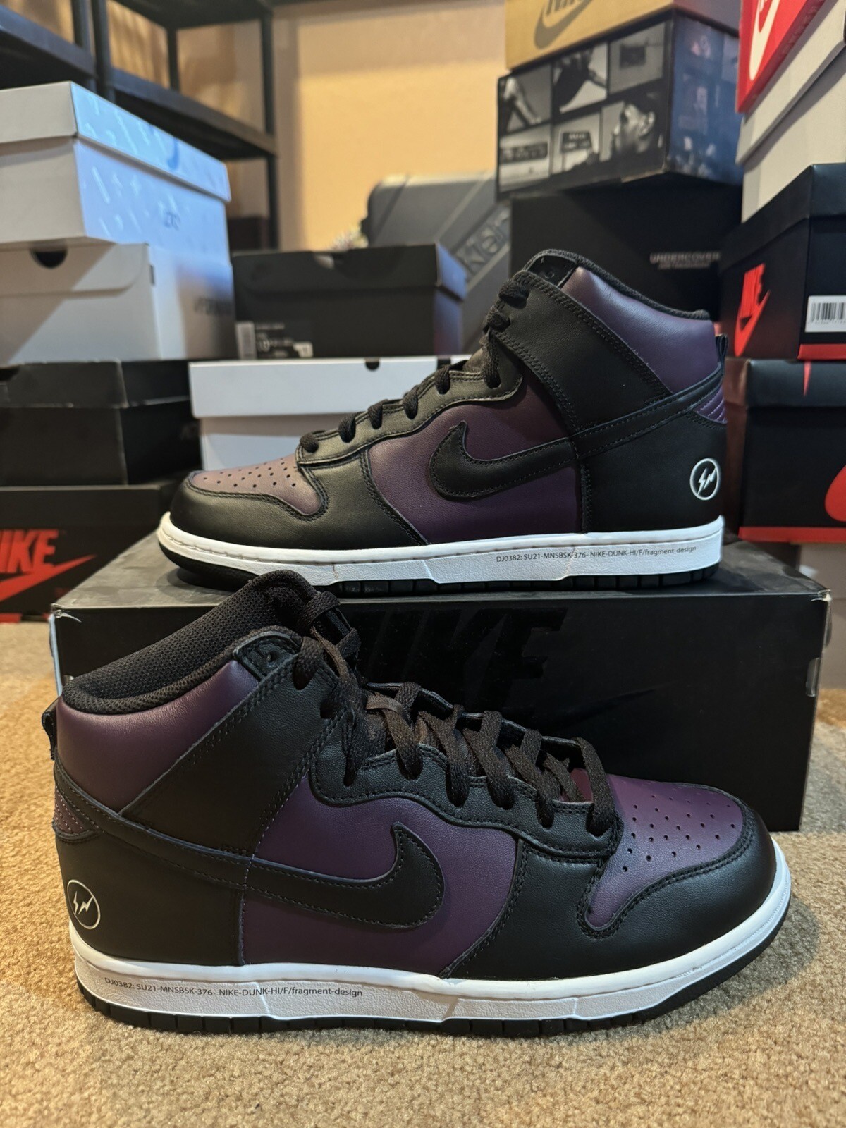 Nike Dunk High x Fragment Beijing Wine Black White DJ0382-600 Size 11 ...