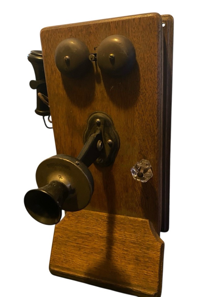 Vintage Antique Oak Kellogg Wood Hanging Wall Telephone - | eBay