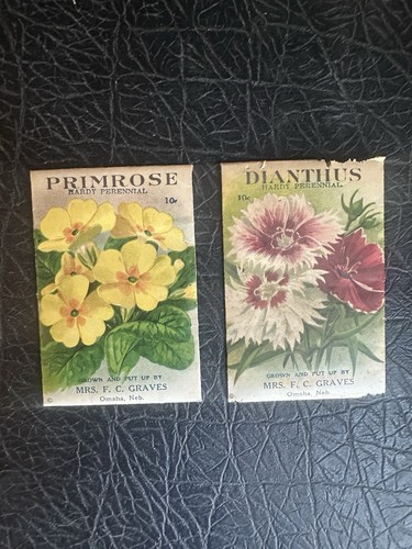 Vintage Seed Packets Primrose And Dianthus Mrs. F. C. Graves Brand | eBay