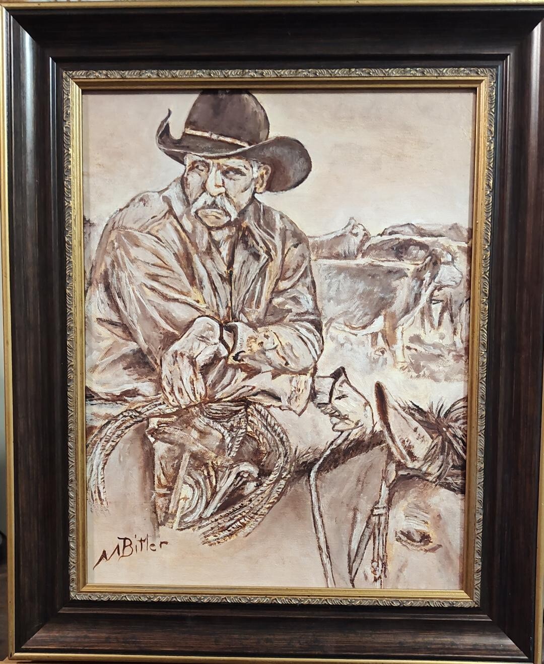 Original Western Oil Painting "Takin' a Moment" by Marc Bitler | eBay