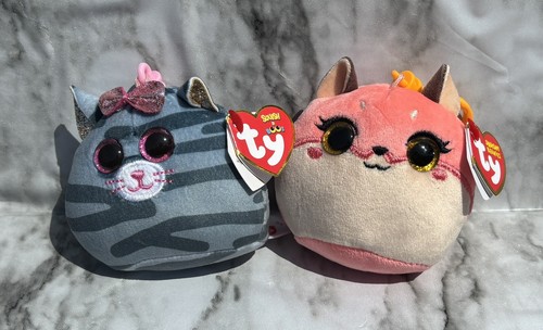 Ty Squishy Beanie Plush Key Chain Clip Stuffed Animal Toy NWT Set of 2 ...