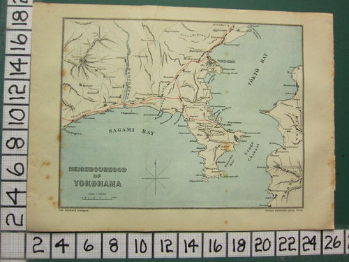 1901 JAPAN JAPANESE TOURIST MAP ~ NEIGHBOURHOOD OF YOKOHAMA ~ SAGAMI ...