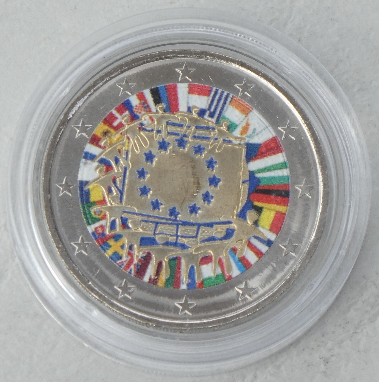 Commemorative coin Austria 2015 30 Years Europe Flag IN Color ...