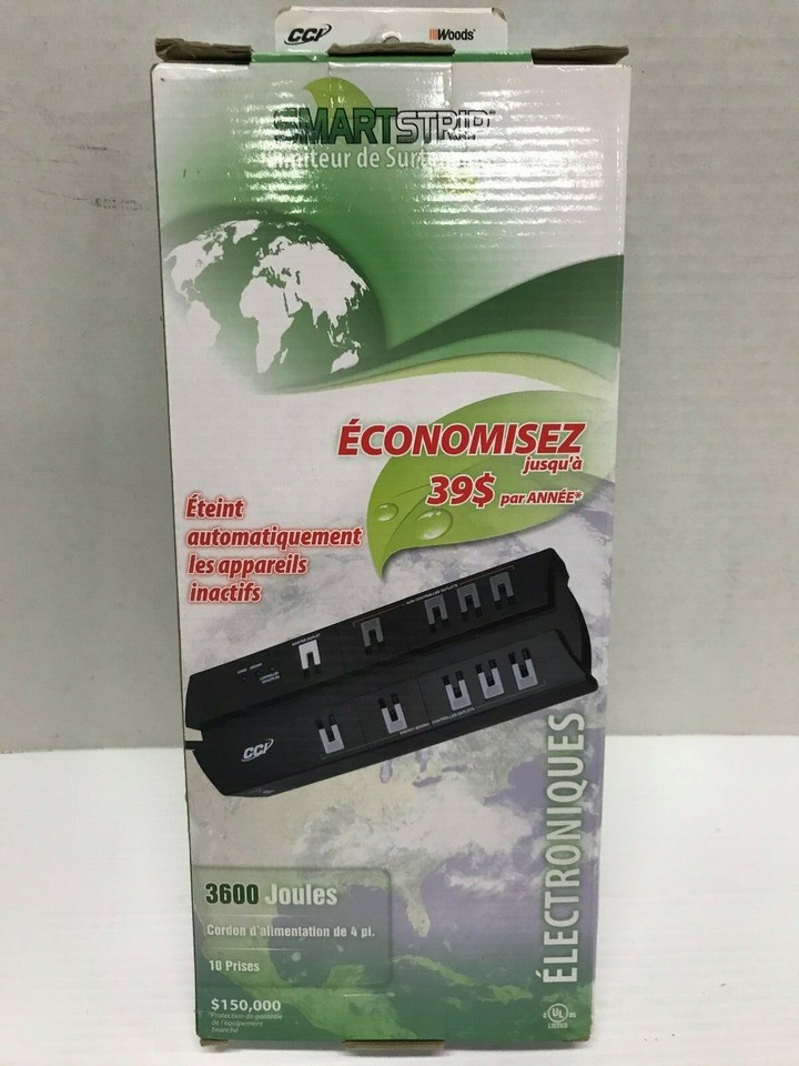 CCI / COLEMAN CABLE SMART STRIP 3600 JOULES 10 OUTLET SURGE PROTECTOR ...
