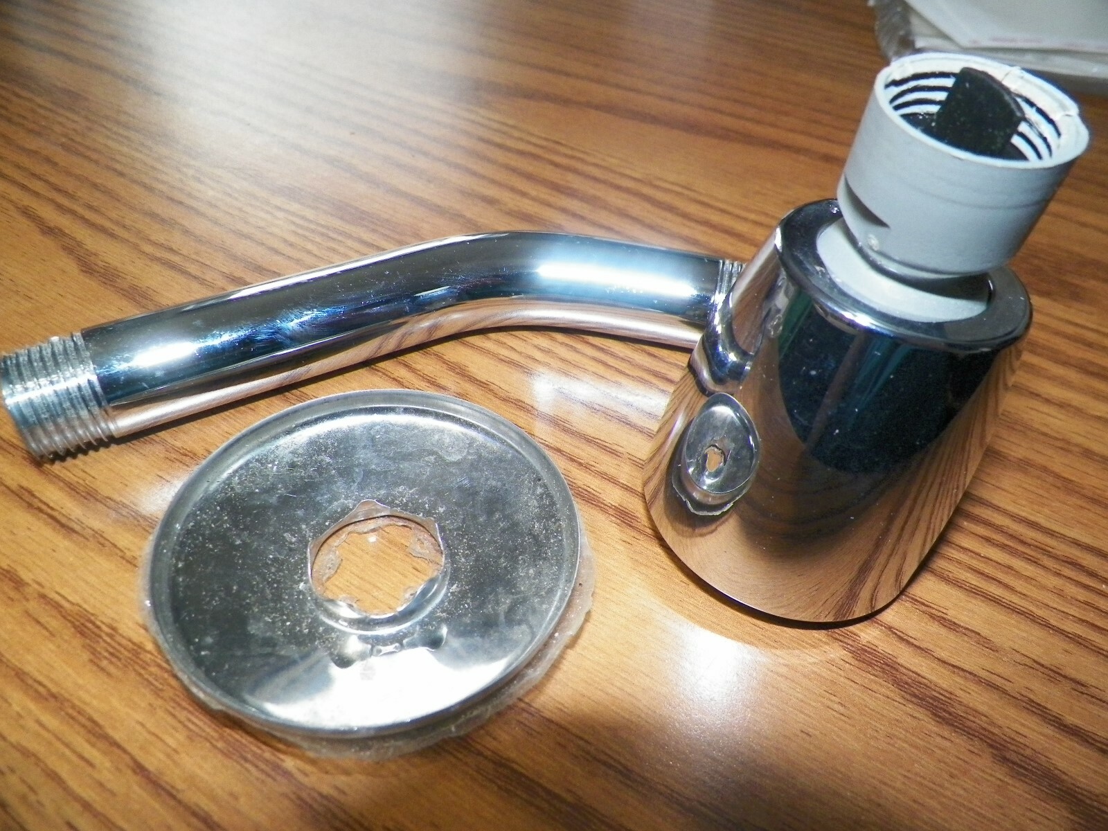 CHROME 3 PIECE SHOWER ARM FLANGE AND SHOWER HEAD ASSEMBLY NEW OLD STOCK ...