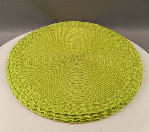 Round Woven Place Mats 15" Set Of 4 Lime Green Dining Kitchen Table ...