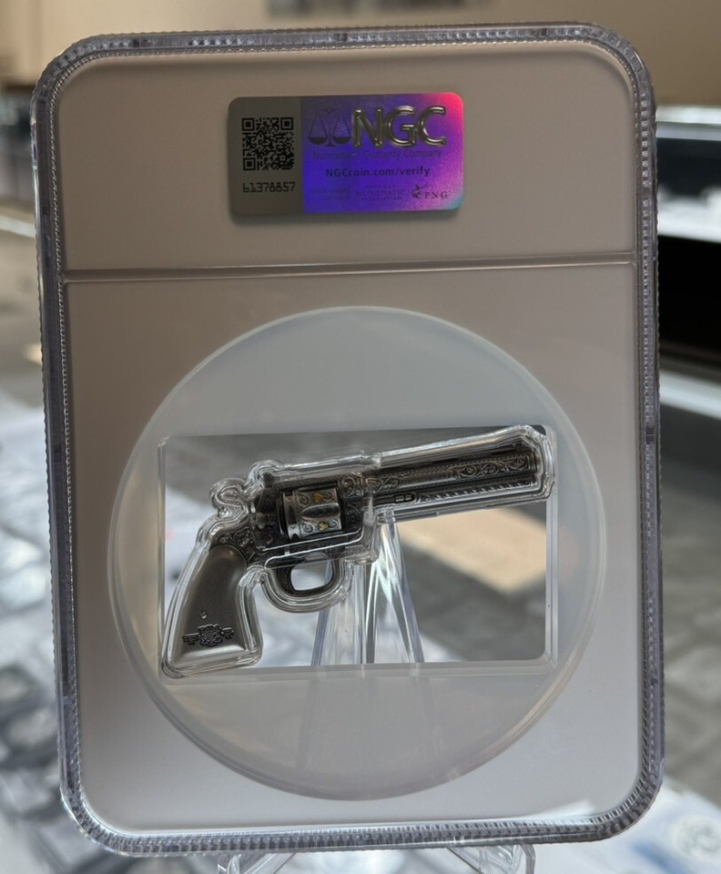 2023 Chad 2 oz Silver Revolver Gun Shaped Antiqued High Relief Coin ...